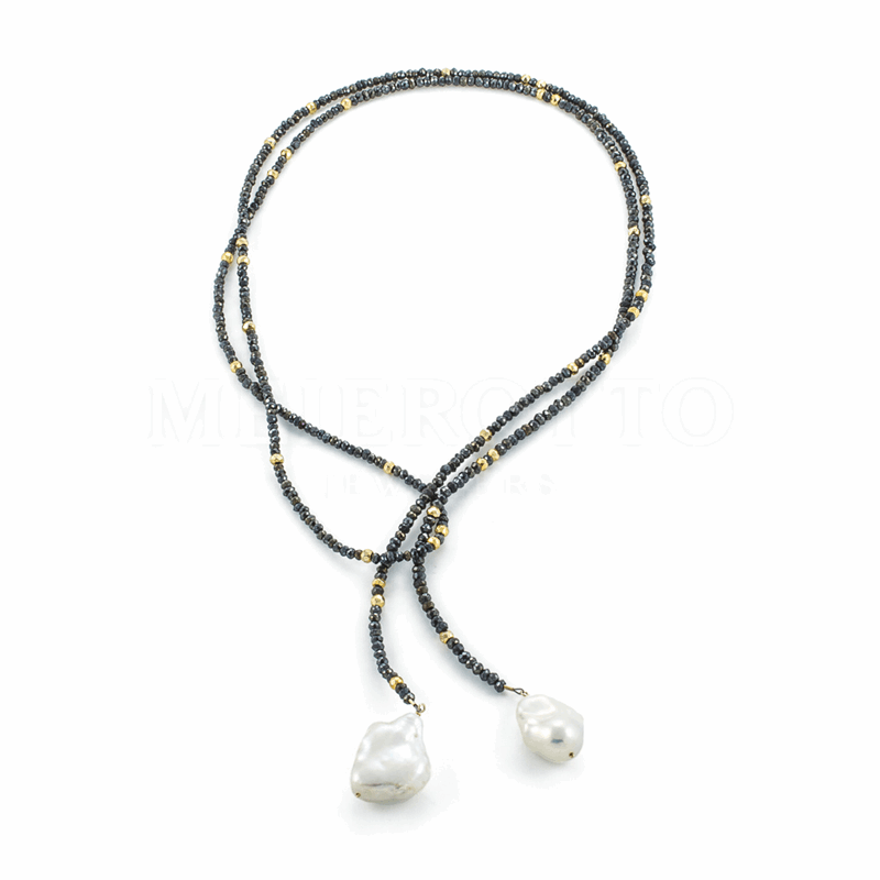 Bijoux De Mer Black Spinel And Freshwater Pearl Lariat Necklace 42