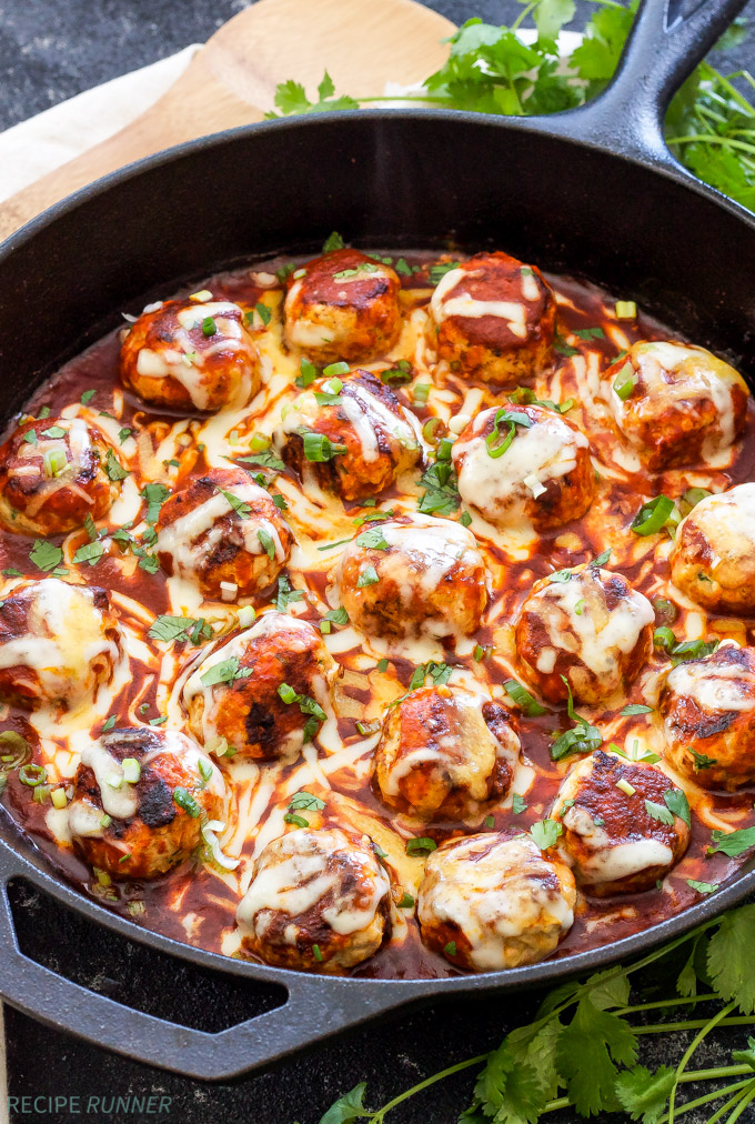 Skillet Enchilada Meatballs Recipe Mexican Food Recipes Cooking