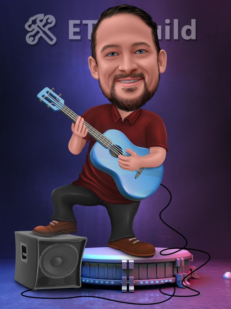 Cartoon Caricature Guitar Player Cartoon Man Birthday Cartoon