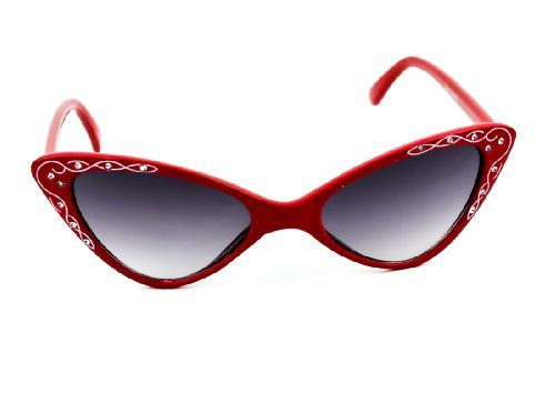 Red Cat Eye Style Sunglasses With Rhinestones Red Cats Eye Fashion
