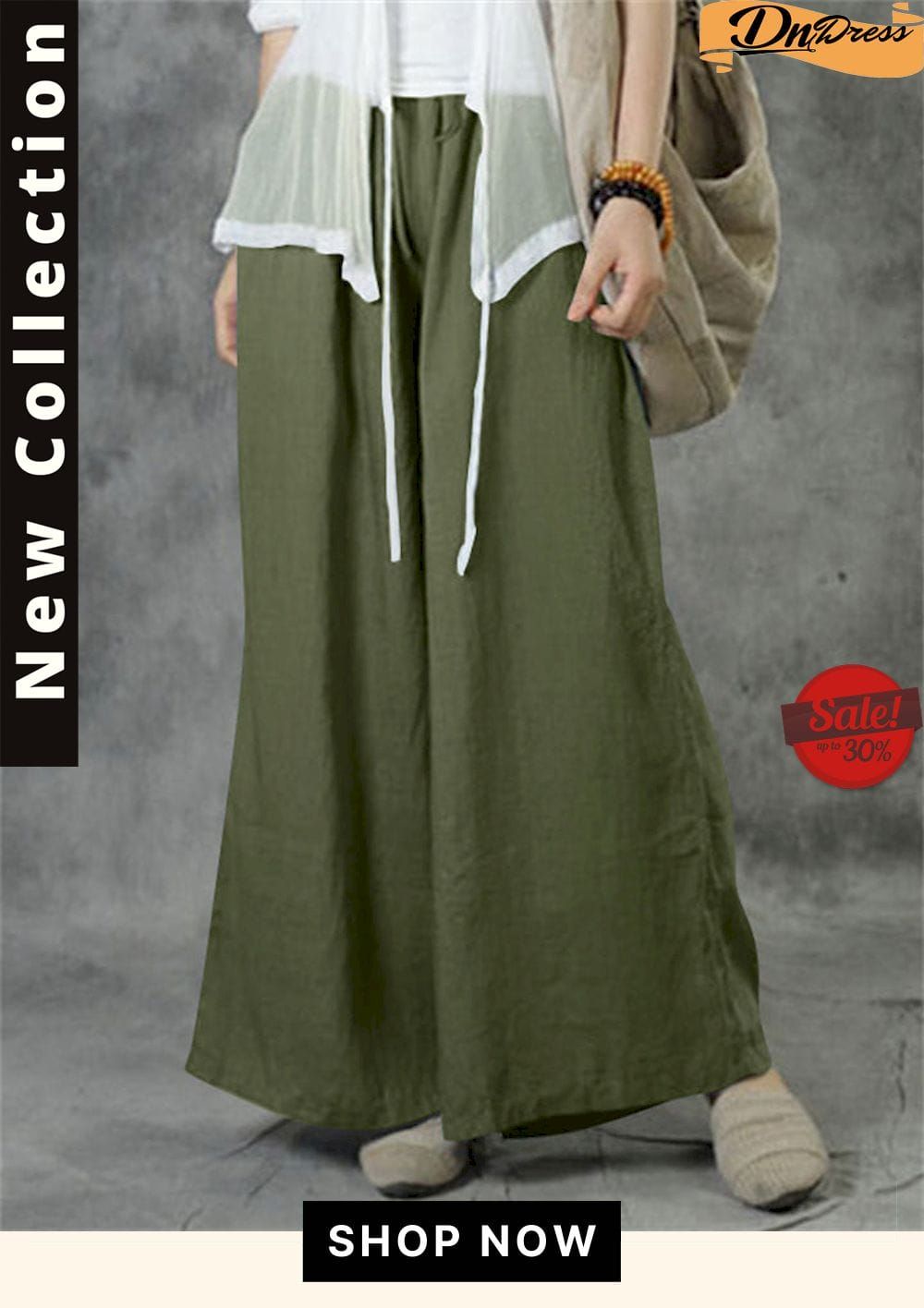Female Casual Super Soft Cotton Linen Drawstring Wide Leg Pants In 2024