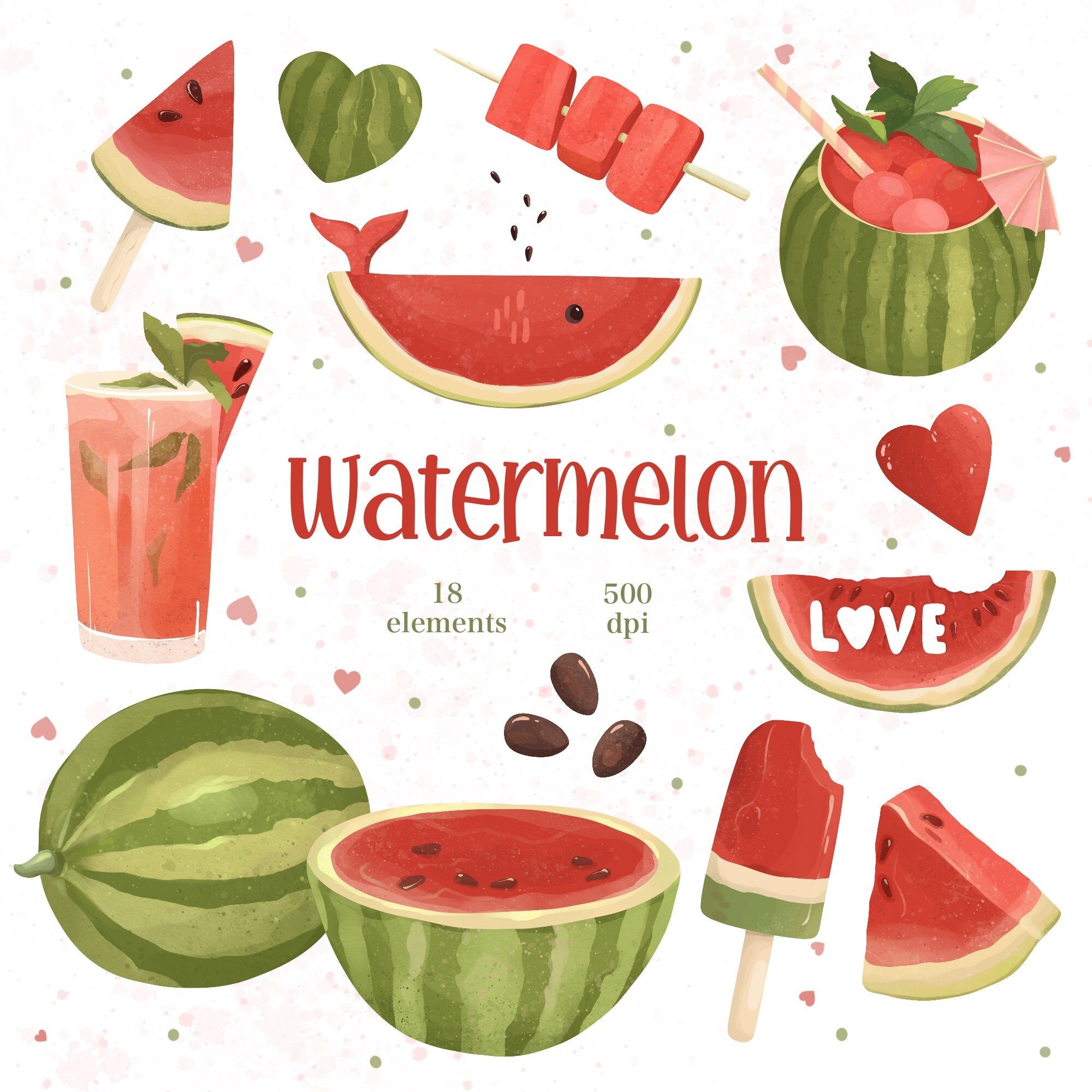 Watermelon Clipart Watermelon Picnic Watermelon Party Summer Fruit