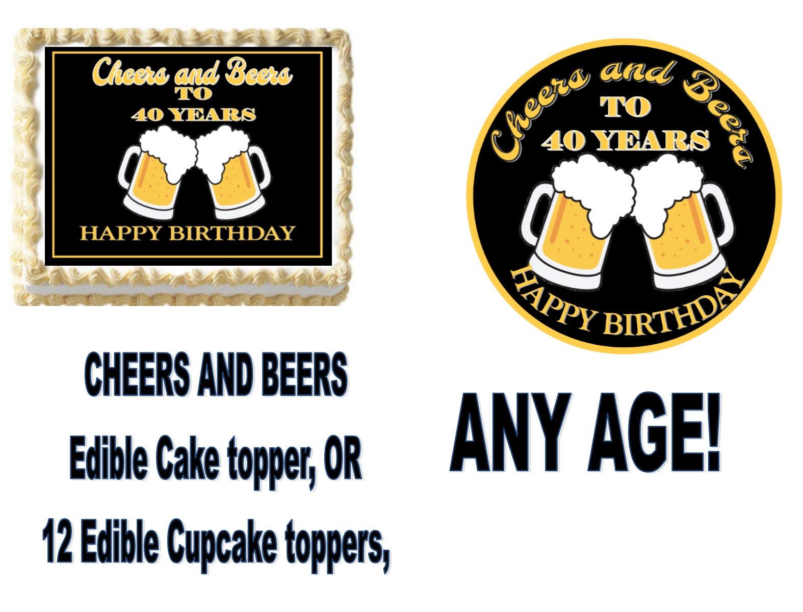 Cheers And Beers Edible Cake Cupcake Oreo Topper Etsy Edible Cake