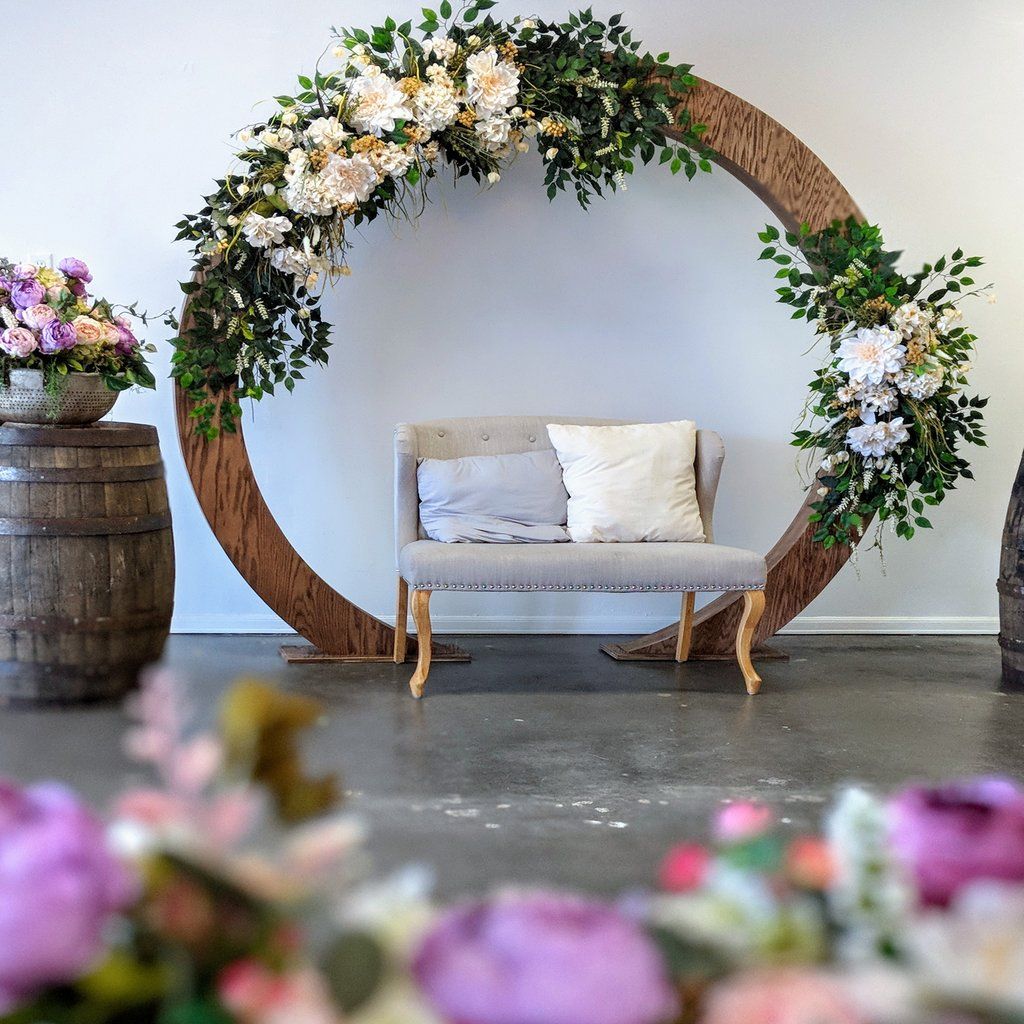 Wood Moon Gate Circle Arch Sweetheart Table Backdrop Wedding Arch