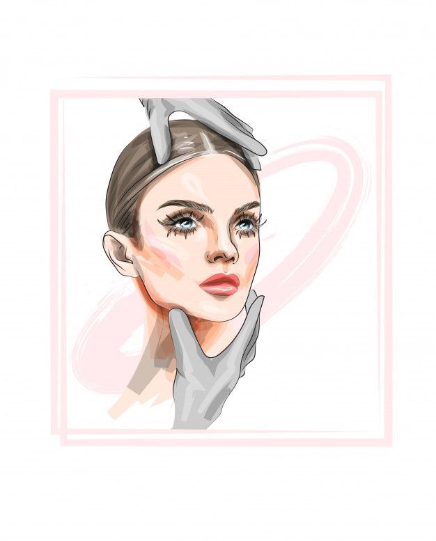 Premium Vector Jaw Line Correction Female Face And Hand Holding Syringe Beauty Industry And