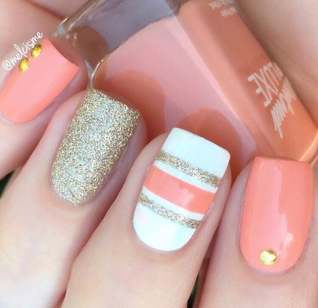 63 Super Cute Nails You Can Totally Do At Home Trendy Nails Super Cute Nails Striped Nails