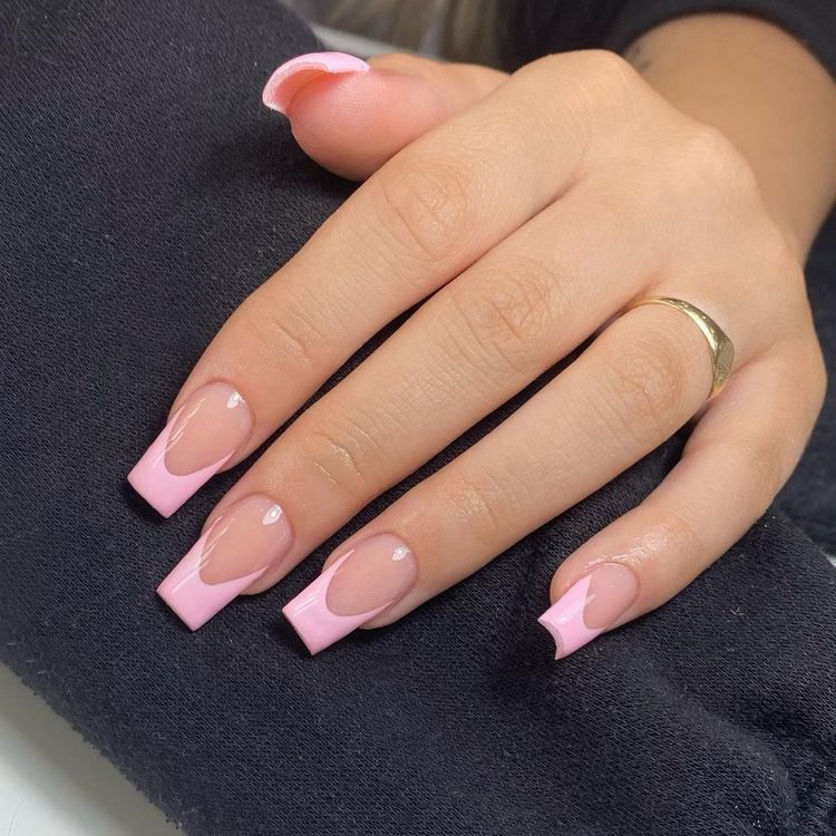 Pin By Milli🤍 On Nails Acrylic Nails Coffin Short Tapered Square Nails Pink Tip Nails