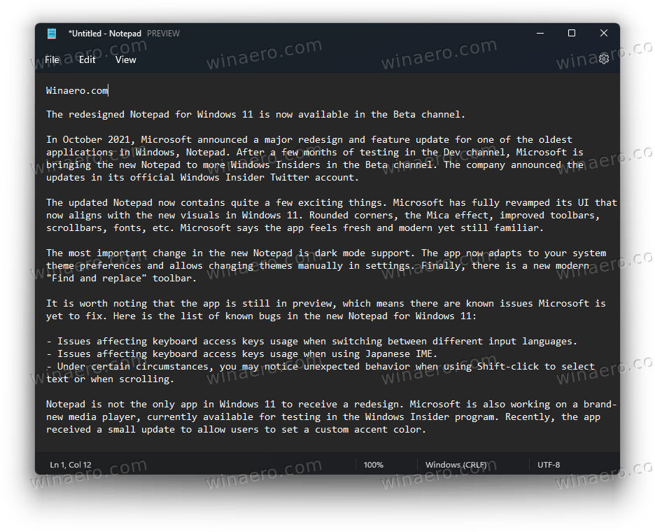 The Redesigned Notepad For Windows 11 Is Now Available In The Beta