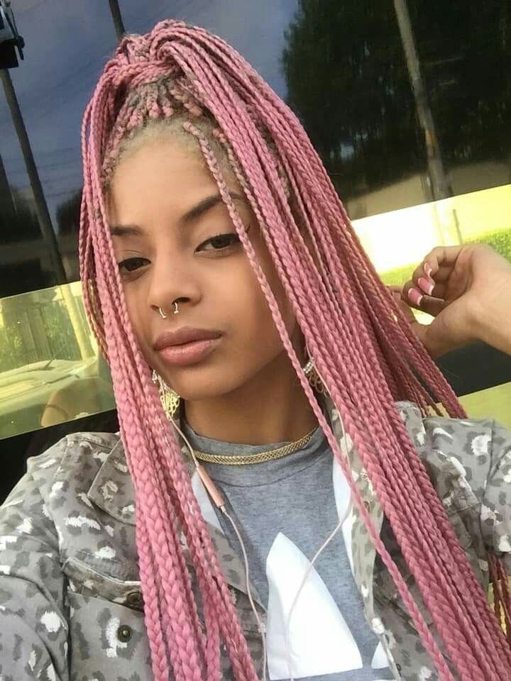 Box Braids Tumblr Braids Box Braids Hairstyles Pink Box Braids Box Braids Hairstyles For