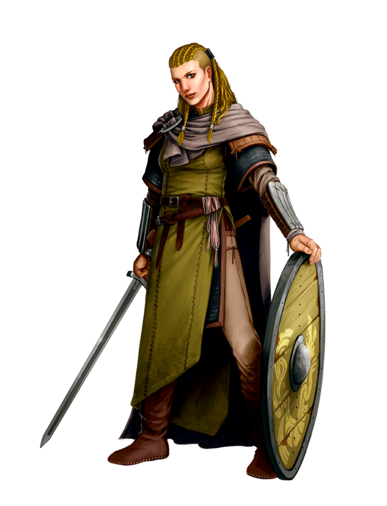 Female Human Sword Shield Fighter Viking Pathfinder 2e Pfrpg Dnd Dandd