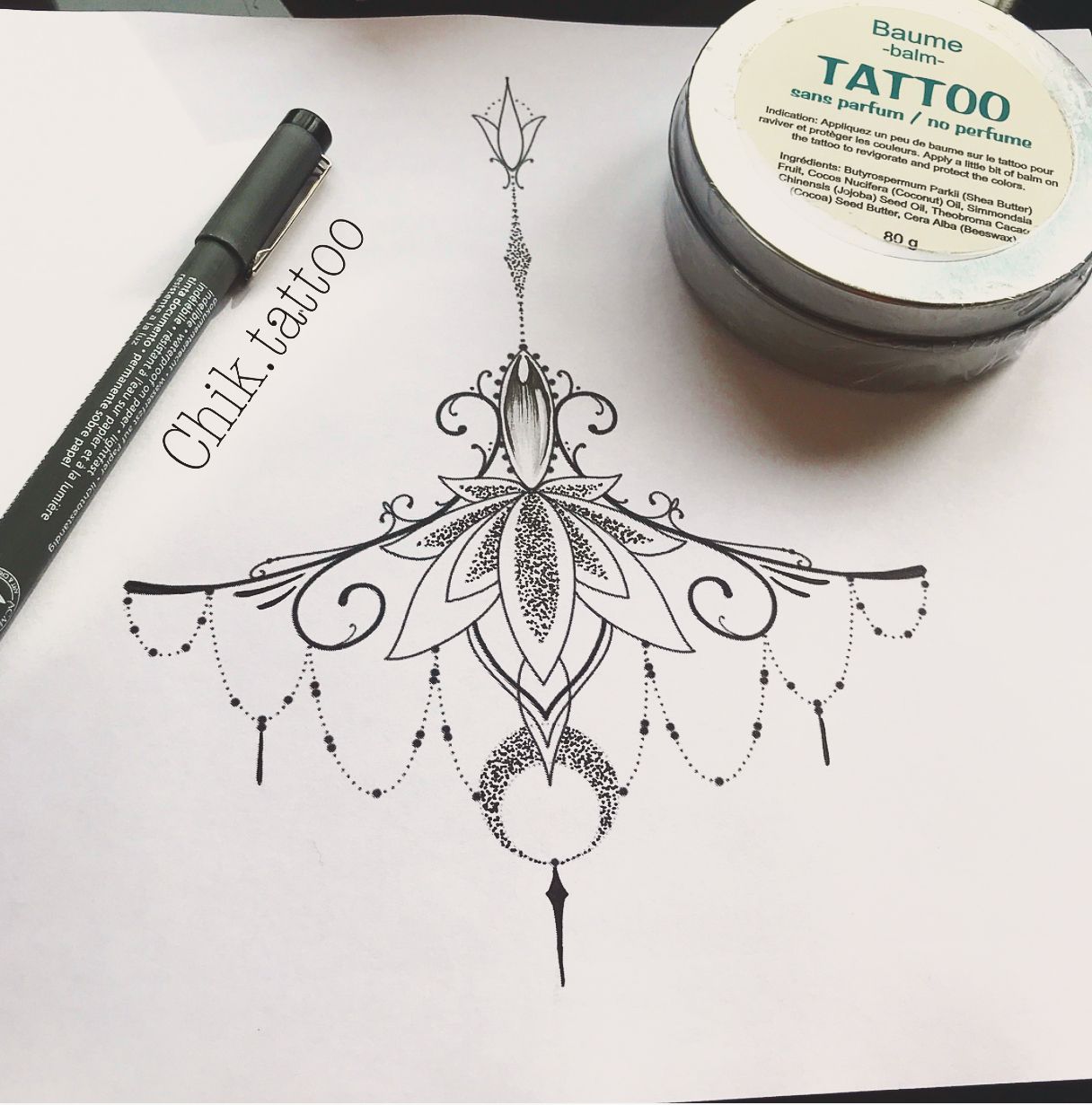 Lotus Underboob Tattoo Gem Moon Delicat Mandala Sternum Tattoo