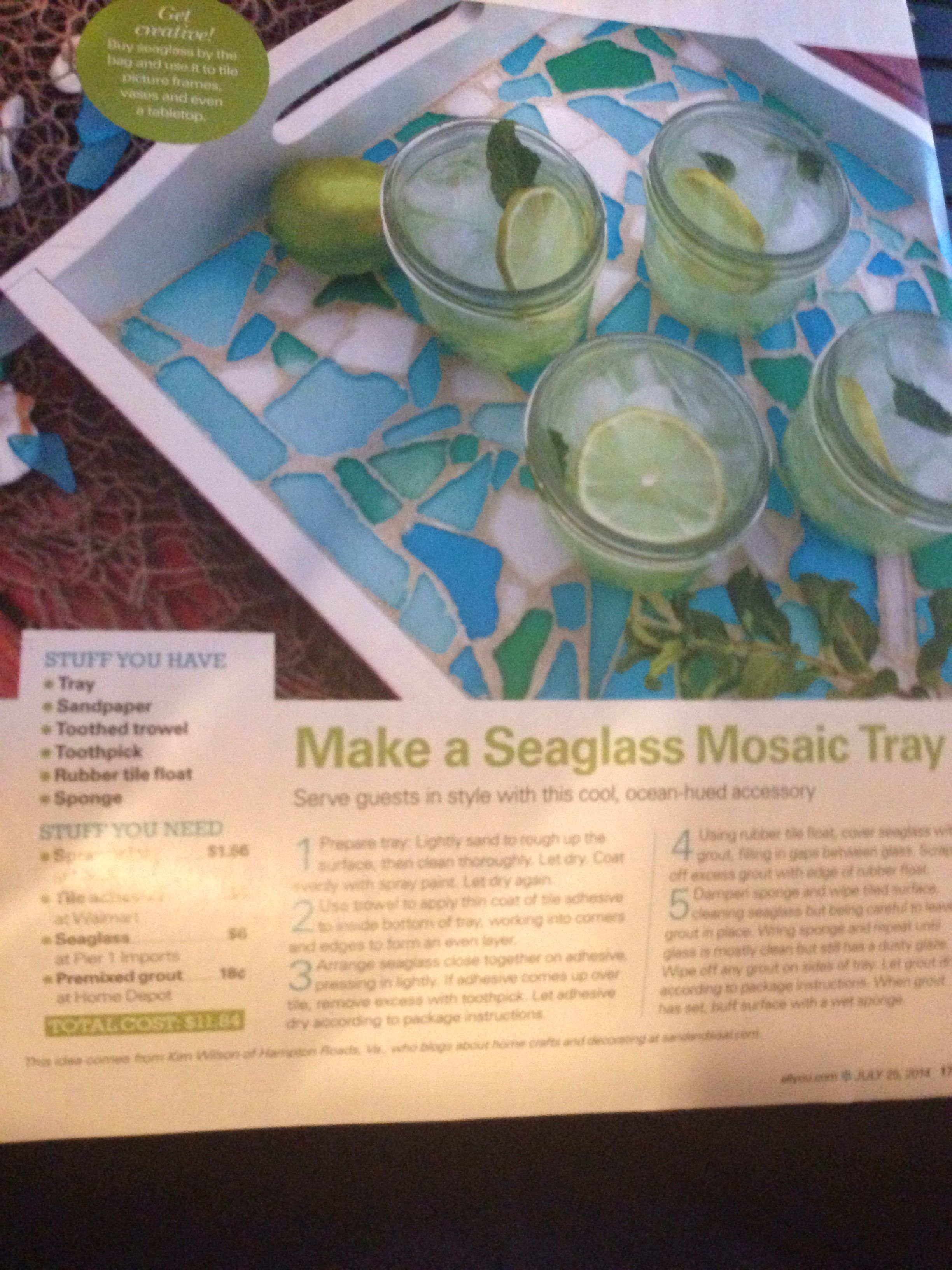 Seaglass Mosaic Tray Mosaic Tray Mosaic Ocean Hues