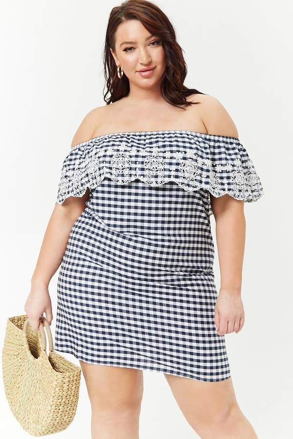 Forever 21 Plus Size Gingham Shift Dress Plus Size Mini Dresses Knit Mini Dress Checkered Dress
