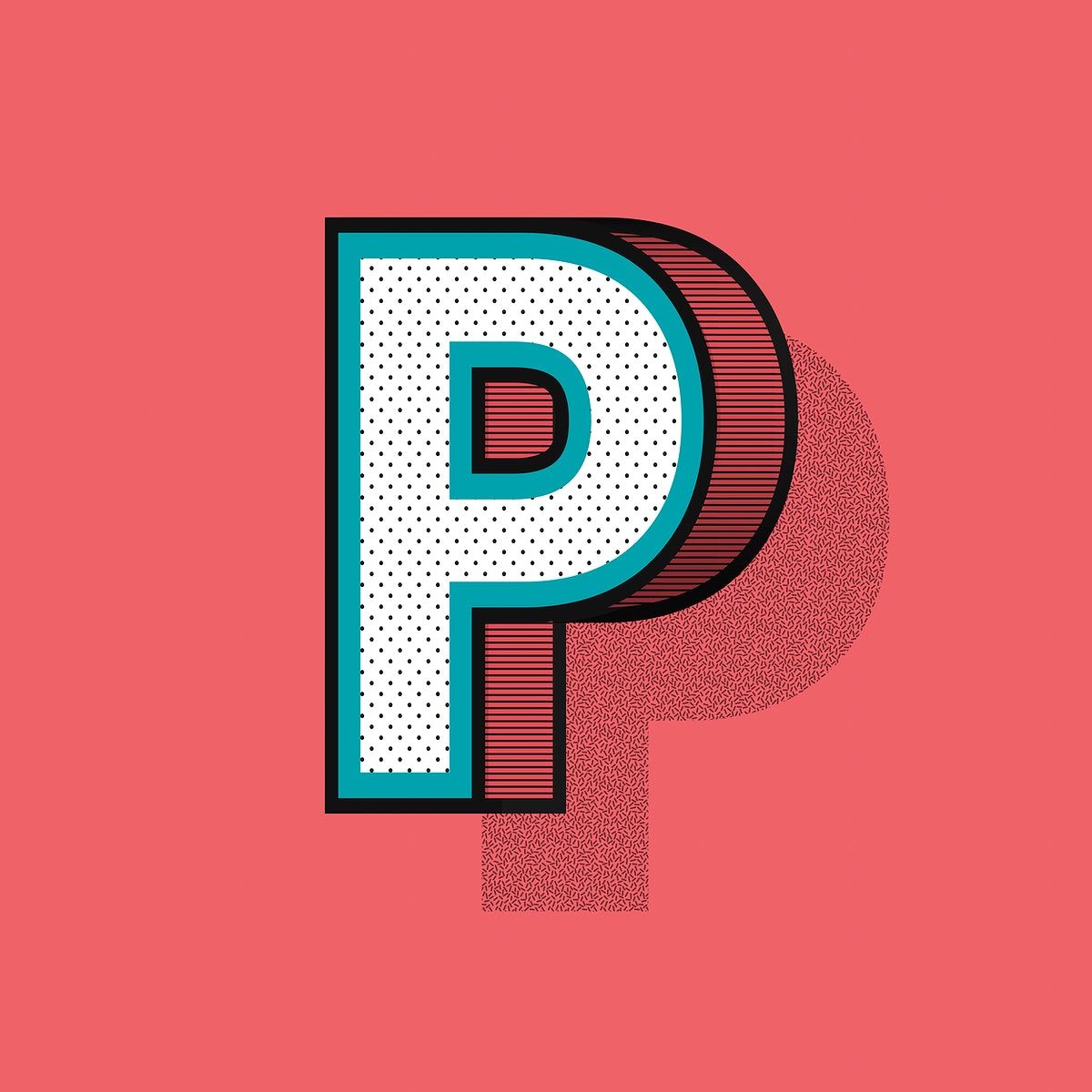 Letter P 3D Halftone Effect Typography Vector Letter P 3D Halftone Effect Typography Vector