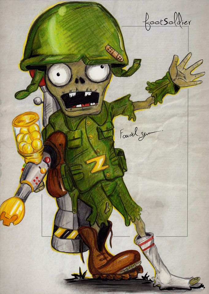 Pvz Plants Vs Zombies Drawing Plant Zombie Third Person Shooter Cupcake Art Foot Soldier