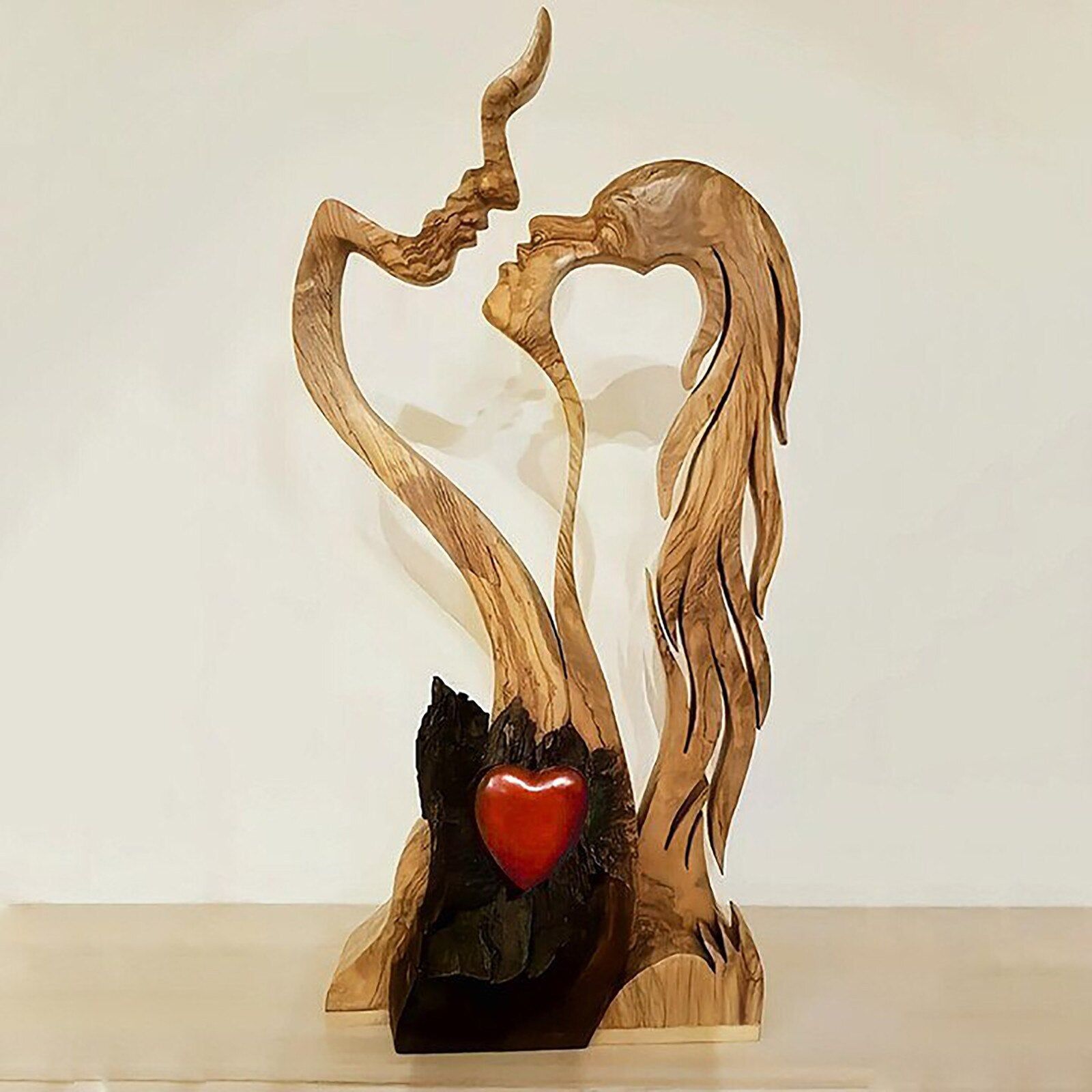 Love Eternal Wooden Decoration Ornamentsmale And Female Kissing Wooden Statue Indoor Creative