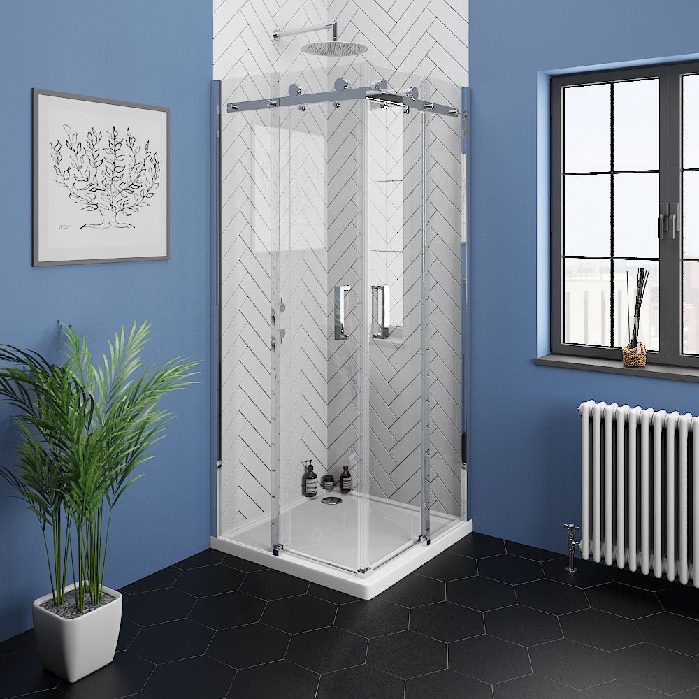 Nova Square Frameless Corner Entry Shower Enclosure 800 X 800mm