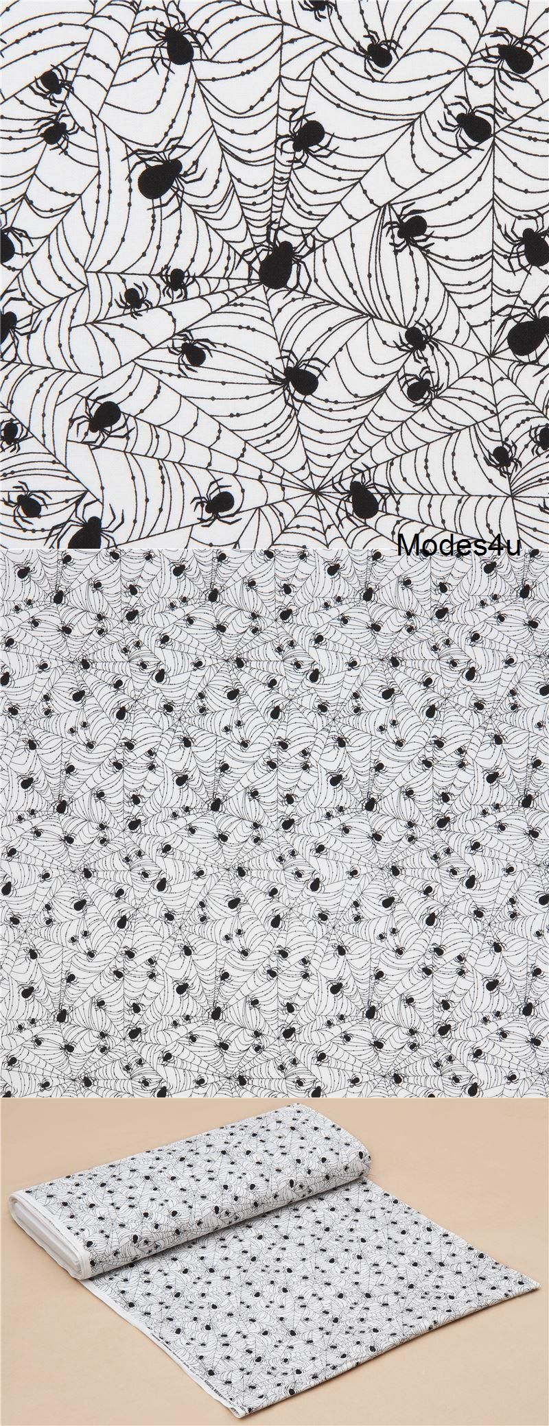 off-white with black spider and web fabric by Timeless Treasures ... off-white with black spider and web fabric by Timeless Treasures ...