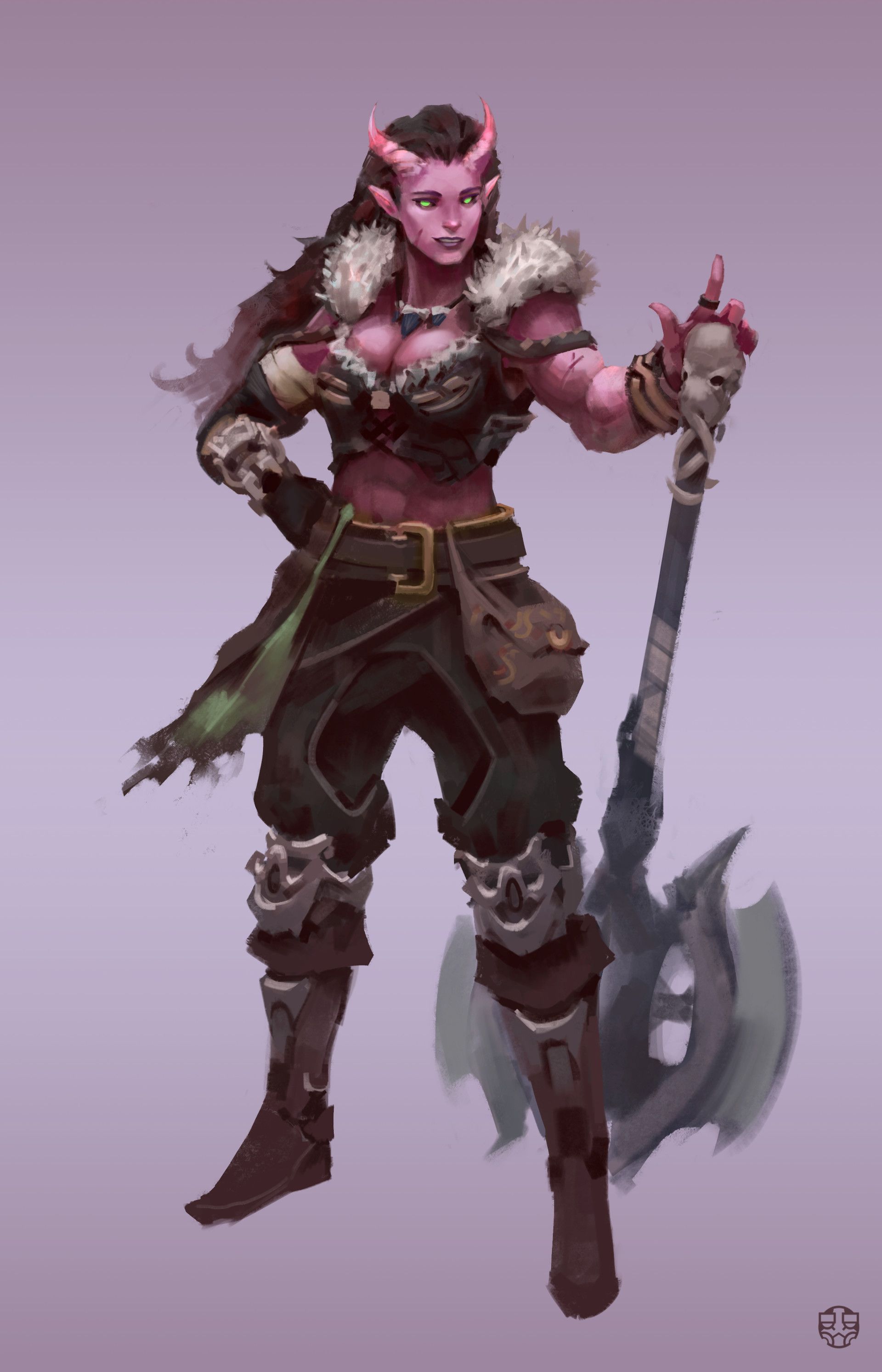 Artstation Tiefling Barbarian Connor Wright Warrior Woman