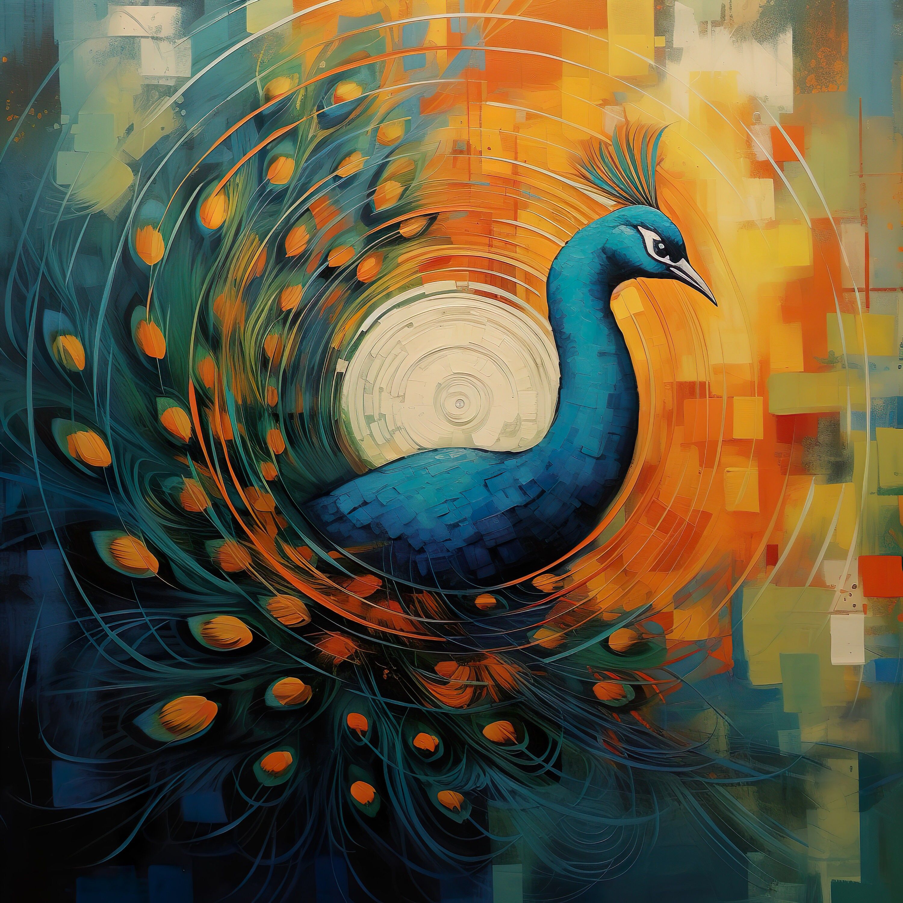Peacock Canvas Wall Art Peacock Art Print Peacock Poster Mid Century Modern Art Home Office Wall
