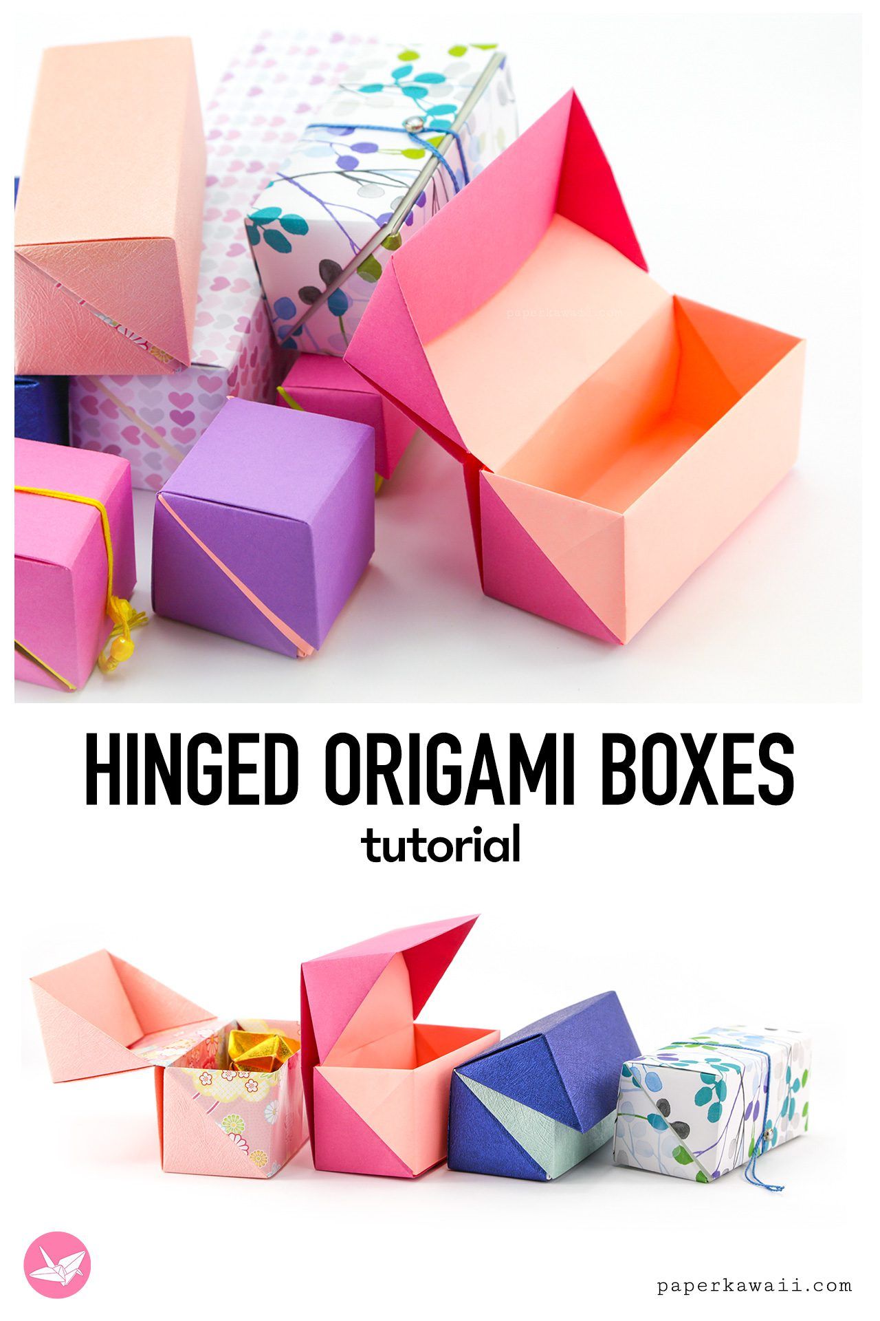 Origami Hinged Box Tutorial Medium Size Origami Box Tutorial Origami Origami Box