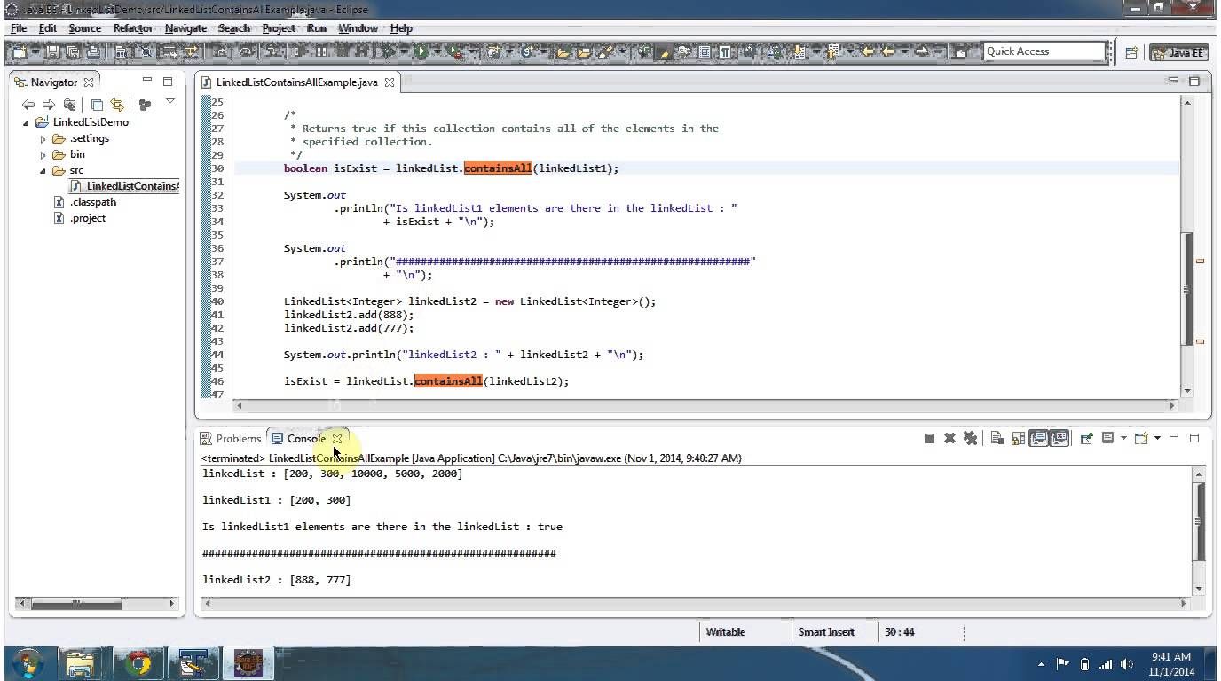 Java Collection Framework Linkedlist Check Group Of