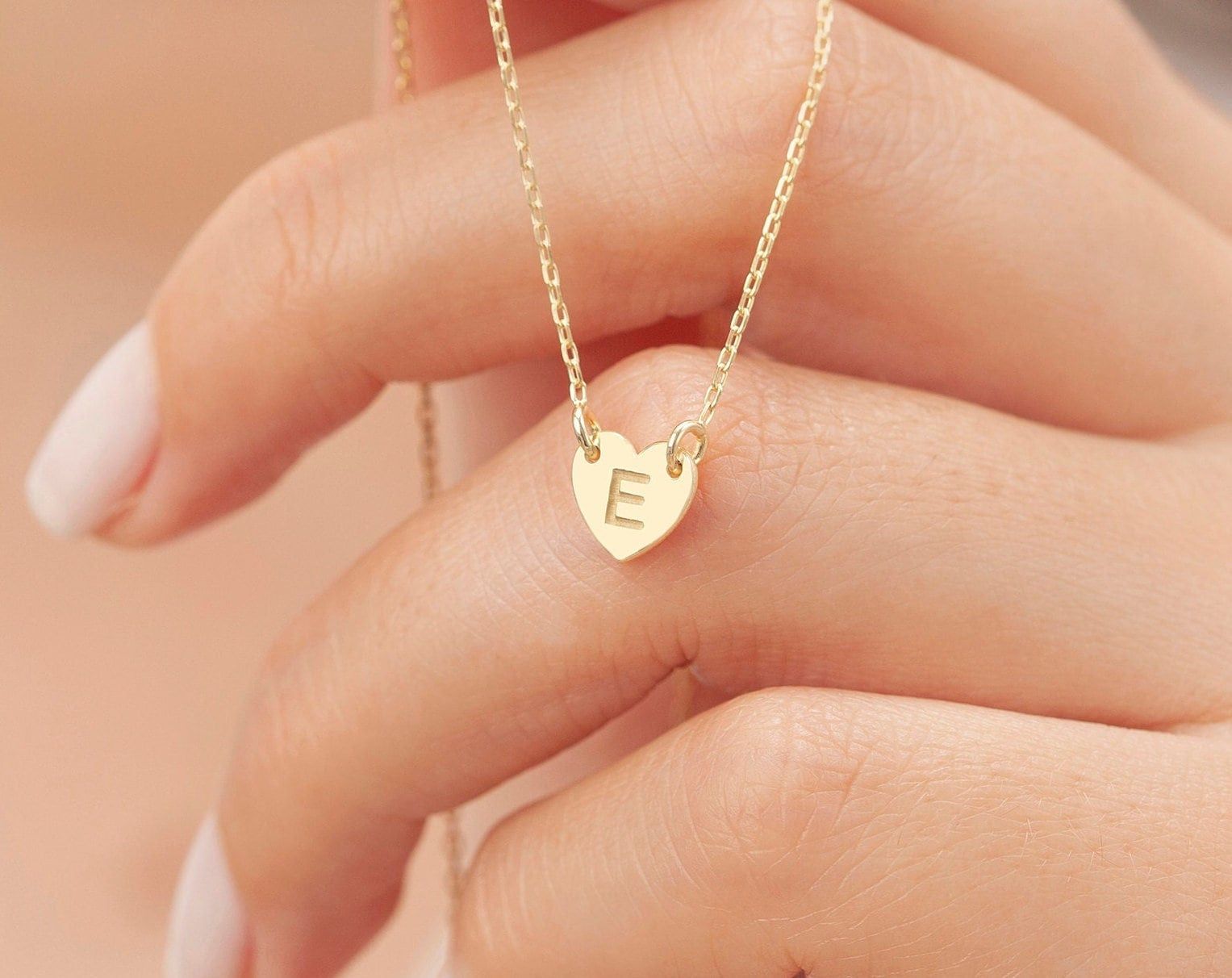 Personalized 14k Gold Heart Name Necklace Custom Handwriting Name