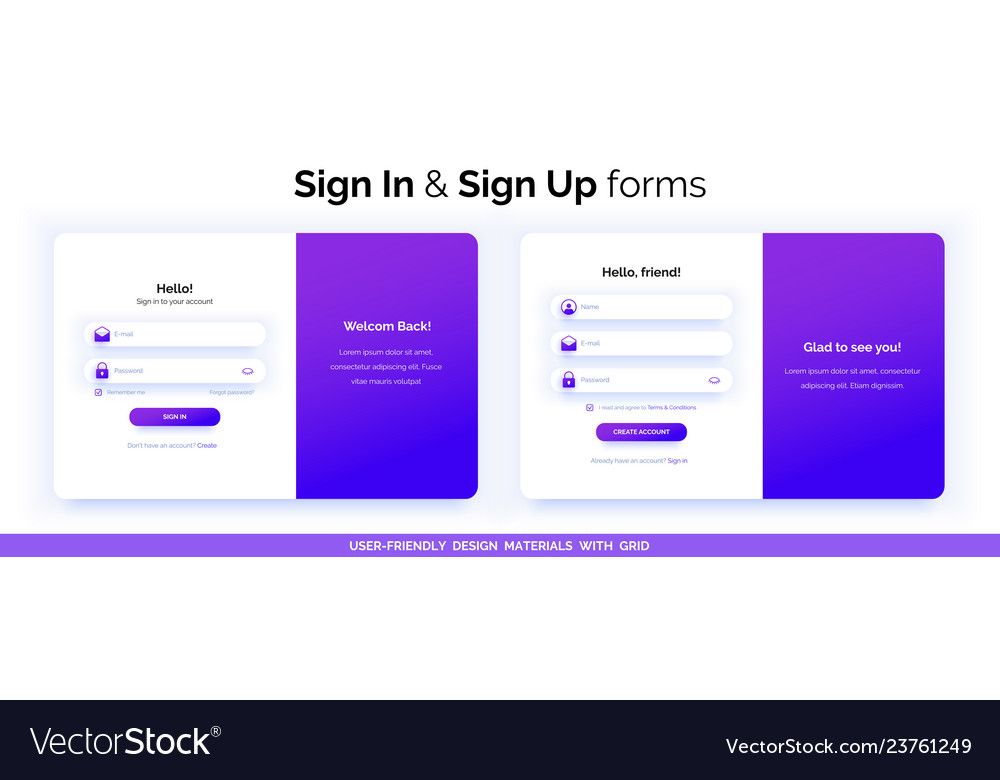 Set of Sign Up and Sign In forms. Purple gradient. Registration and ... Set of Sign Up and Sign In forms. Purple gradient. Registration and ...