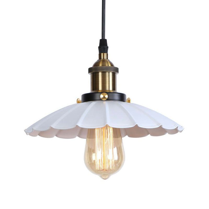 Blackbronzerust 1 Bulb Pendant Lighting Industrial Metal Scallop Hanging Ceiling Light With