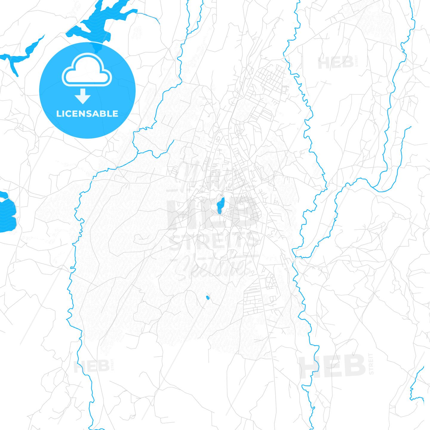 Vector Map Of Antsirabe Madagascar With Emphasis On Water Areas With Fine Structures And
