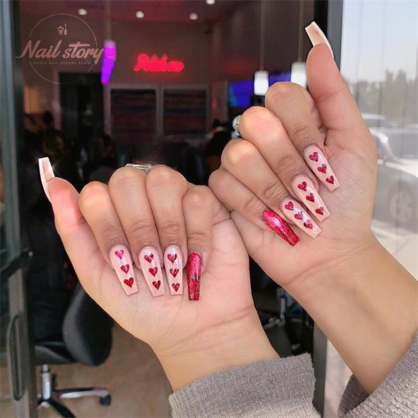 Cute Valentines Nails Long