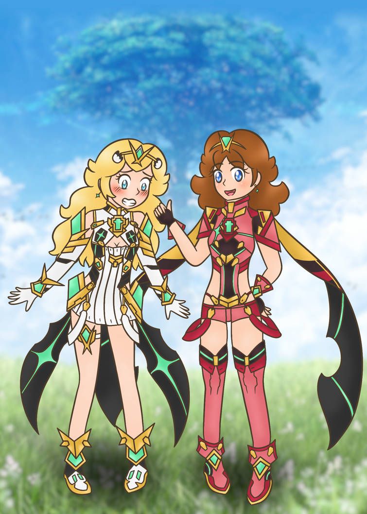 Pyra And Mythra By Pastelpinkyoshi On Deviantart Pyra Cool Drawings Super Smash Bros Videos