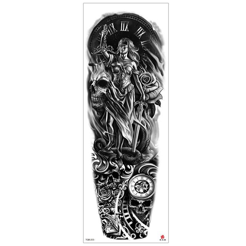 Waterproof Temporary Tattoo Stickers Full Arm Large Skull Old School Tatoo Stickers Flash Fake