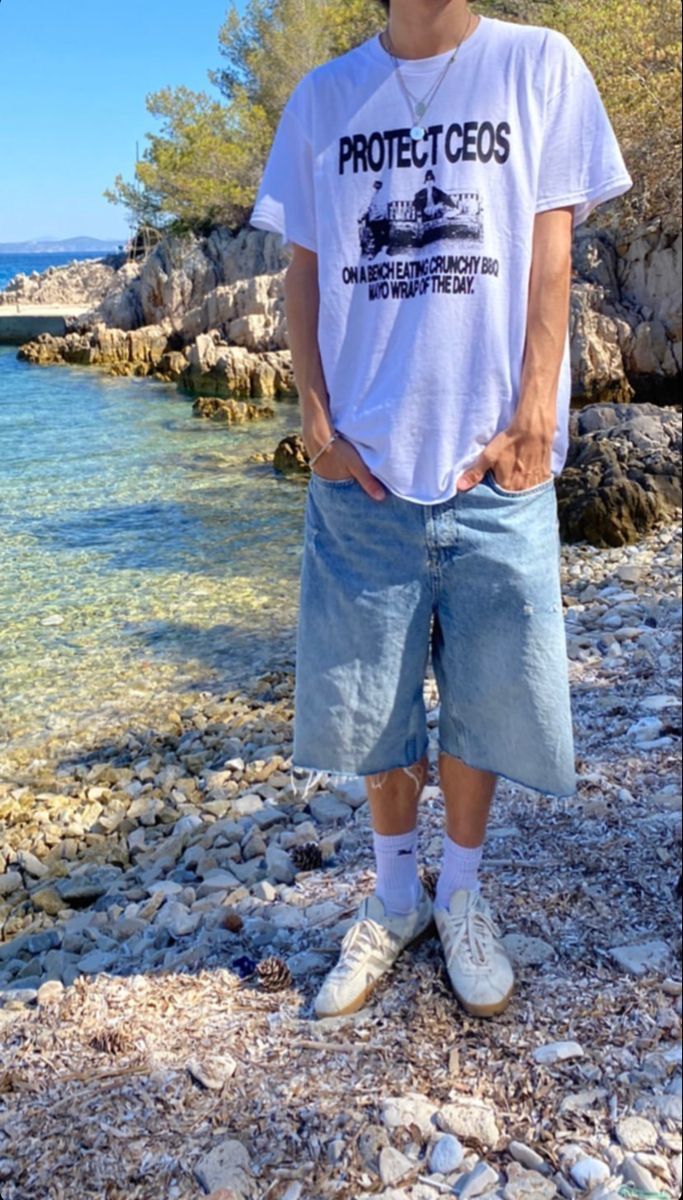 Male Streetwear Retro Jorts Ootd Fashion Grail Inspo Summer Outfit