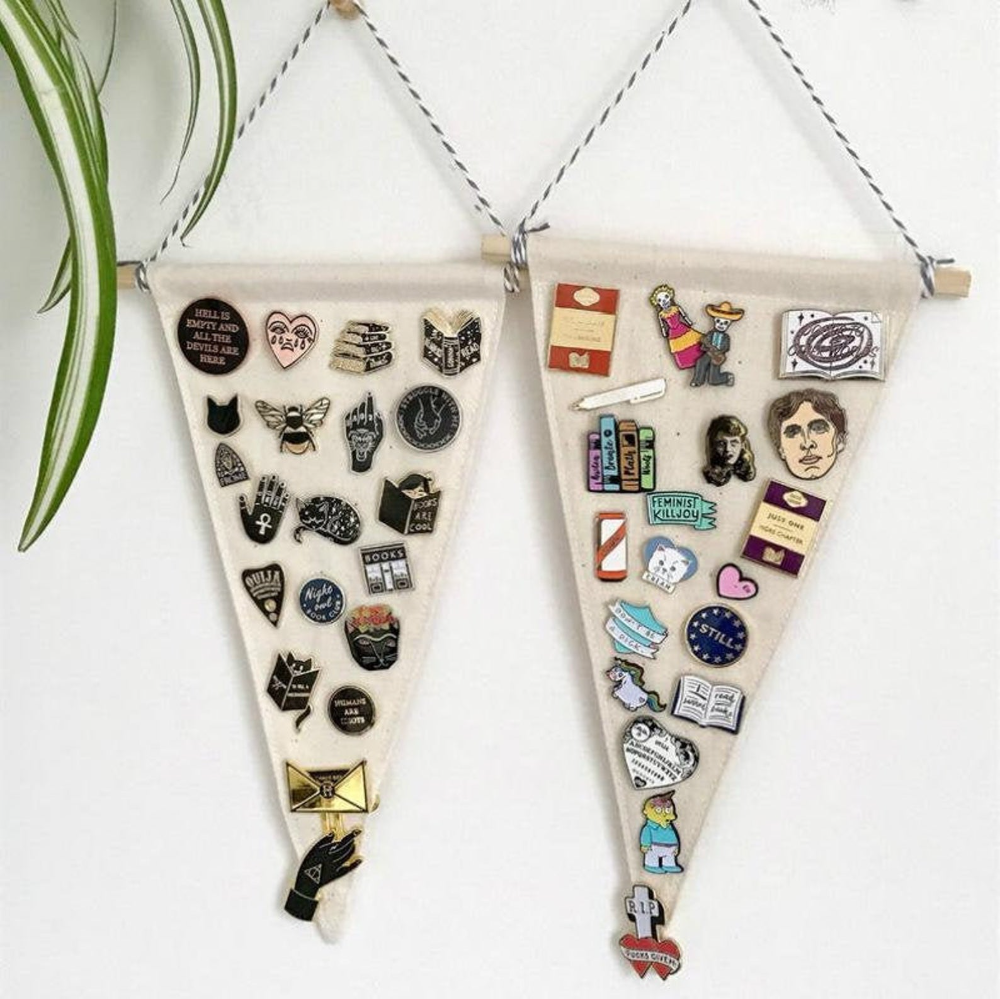 Enamel Pin Display Banner Triangle Blank Canvas Pennant Etsy Enamel Pin Display Pin