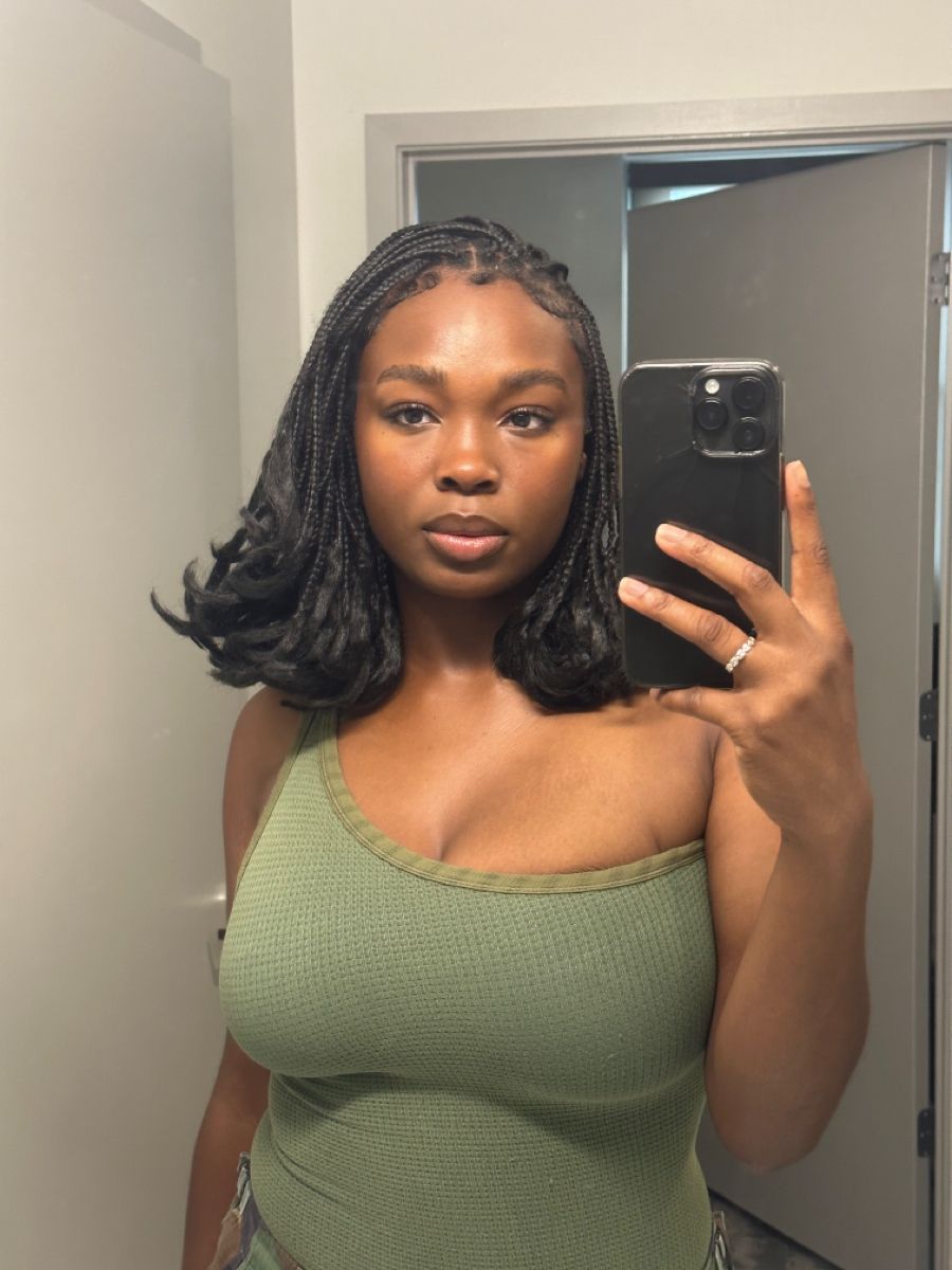 Micro Shoulder Length Feather Braids Nollywood Braids French Curl