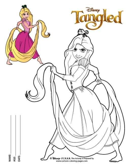 Tangled Coloring Pages Rapunzel Party Rapunzel And Eugene Princess