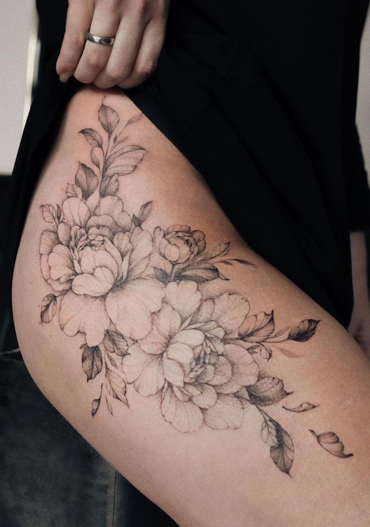Best Hip Tattoo Ideas For Girls Floral Hip Tattoo Peony Flower Tattoos Flower Thigh Tattoos