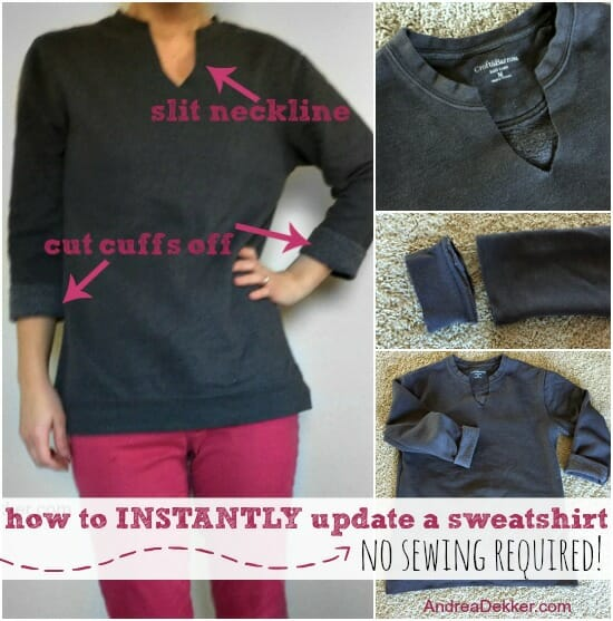 How To Instantly Update A Sweatshirt No Sewing Required Upcycle
