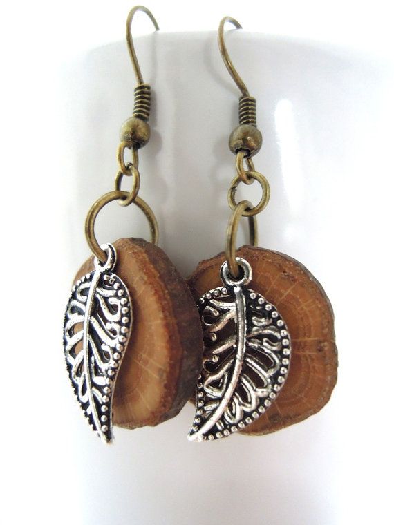 Oak Tree Wood Leaf Earrings Reclaimed Nature By Beartreeliving 16 50