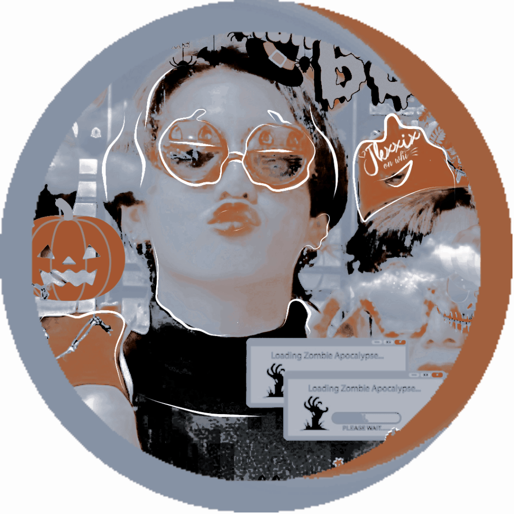 An Image Of A Woman With Glasses And Pumpkins On Her Face In The Background
