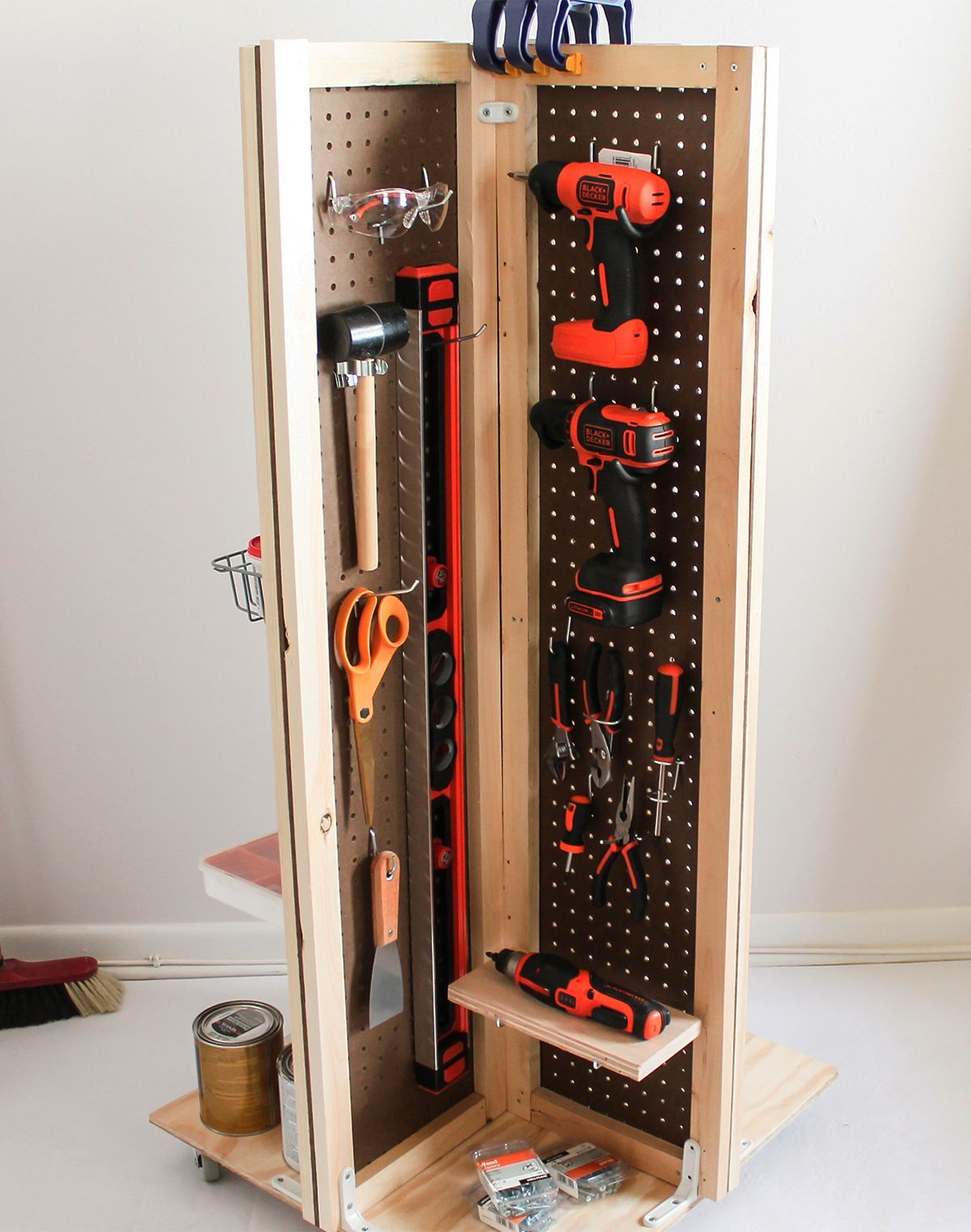 How To Make A Rolling Pegboard Tool Cart Pegboard Storage Peg Board Tool Cart