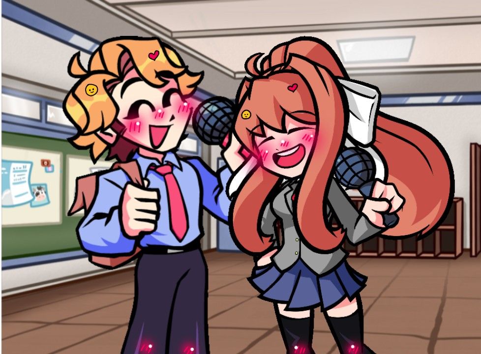Mc X Natsuki Broken Leg Senpai Friday Night Pixel Hello Mario Characters Comfort Anime