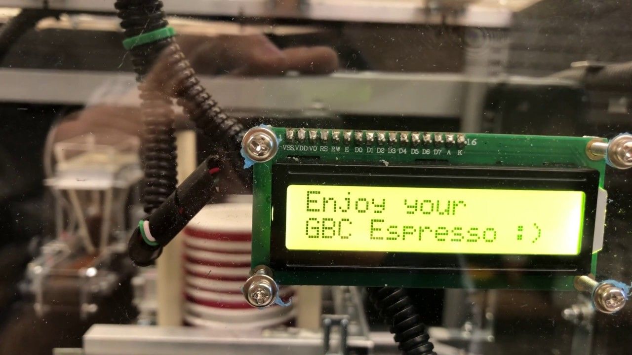 Arduino Coffee Machine With Robotic Arm Servos Dc Motors And Conveyor Brown College