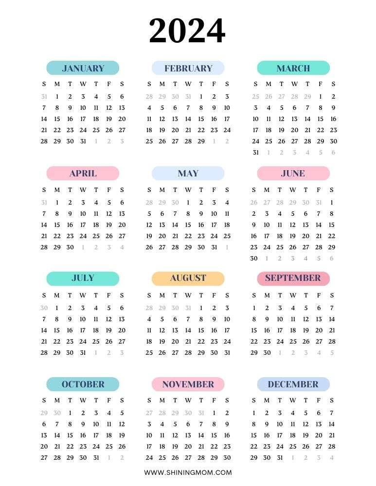 Free Yearly Calendar 2024 Printables – 20 Beautiful Templates ... Free Yearly Calendar 2024 Printables – 20 Beautiful Templates ...